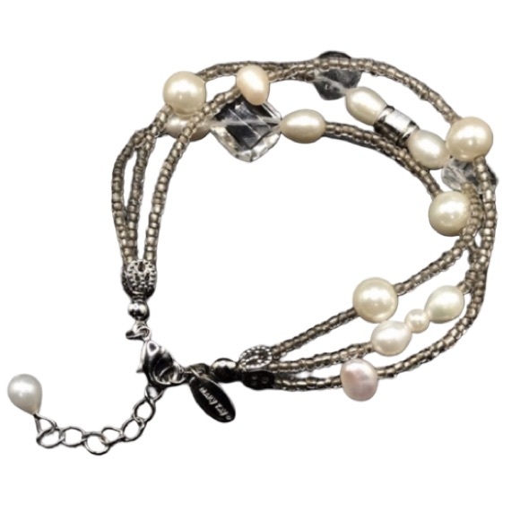 Vintage | Jewelry | Vintage Mary Kay Silver Pearl Crystal Beaded Multi ...